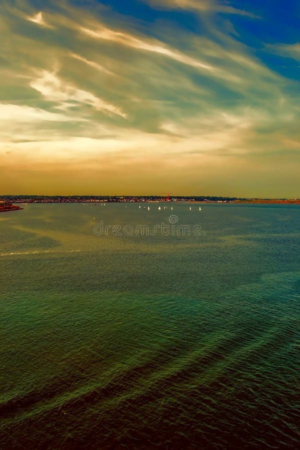 Coastal View and Shoreline at Sea Horizon Stock Photo - Image of ...