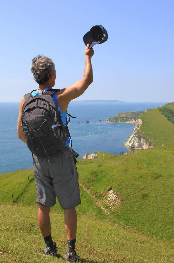 Coastal Wanderer, Sway His Cap Stock Photo - Image of countryside, path ...