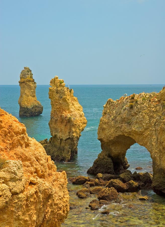 Coastline Of Algarve, Portugal Stock Photo - Image of summer, lagos ...