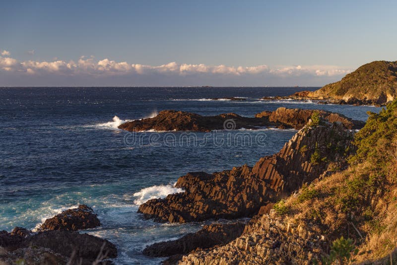 Coastline and Columnar Joints on Izu Coastline in Japan Stock Photo ...
