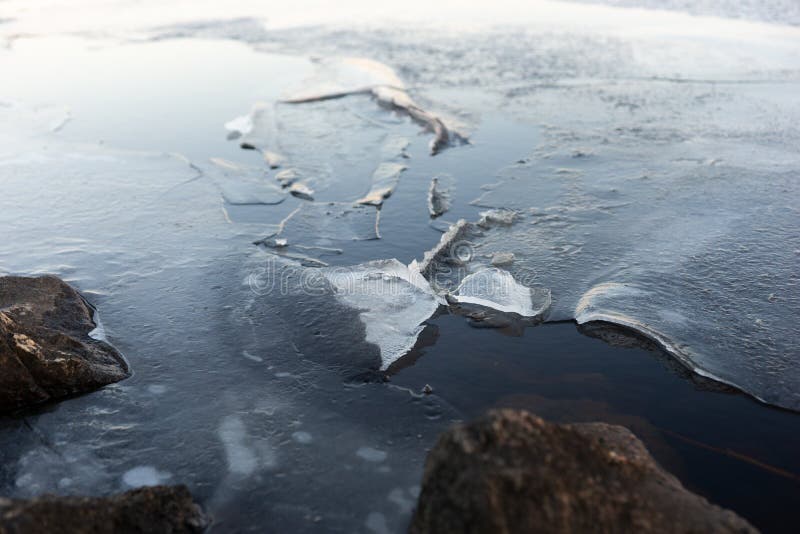 Coastline with Cracking Ice Stock Photo - Image of coast, lake: 157420336
