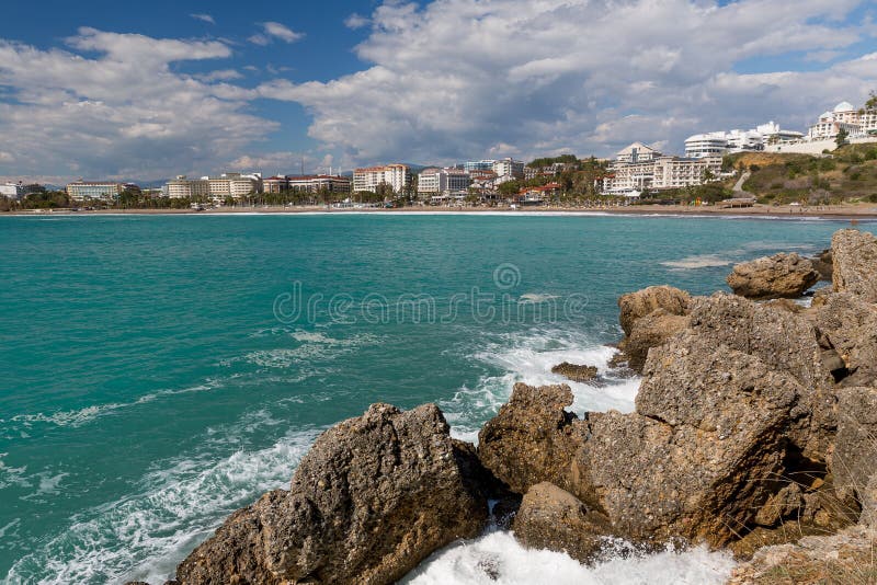 Coastline in Front of Hotels Stock Image - Image of coast, travel ...