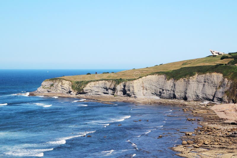 Coastline in Gijon, View To Cliffs and Ocean Stock Image - Image of ...