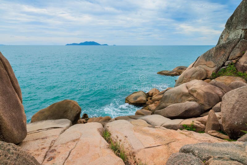Coastline with Granite Rocks and Quiet Turquoise Ocean Stock Image ...