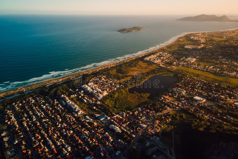 Coastline Ocean Town Sunset Tones Florianopolis Stock Photos - Free ...