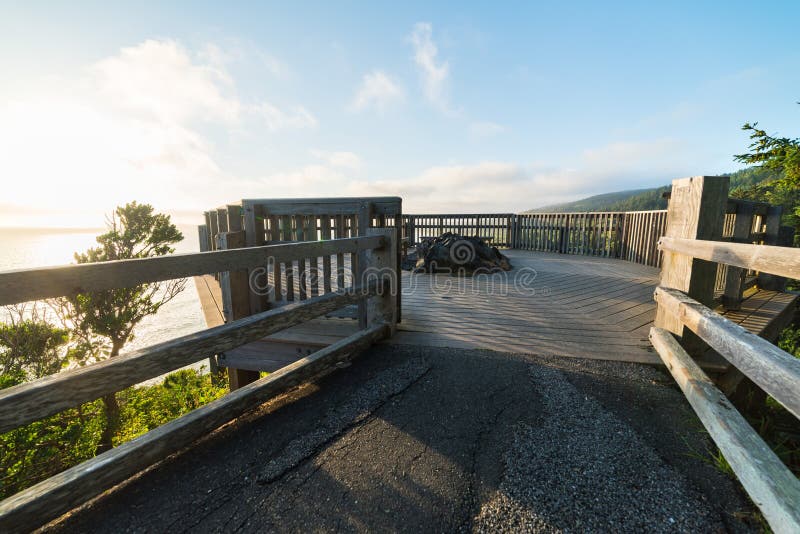 Coastline Overlook Deck stock image. Image of gold, sunset - 281627263