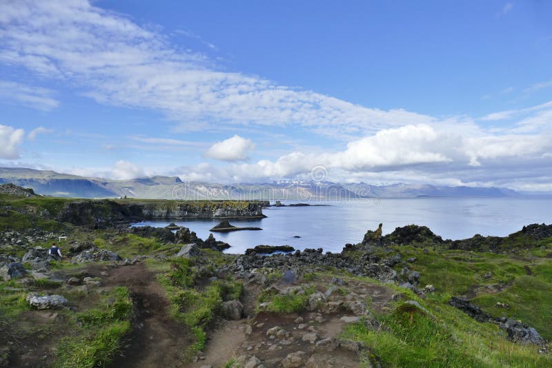 Coastline Panorama Near Arnarstapi, Snaefellsnes Peninsula Stock Image ...