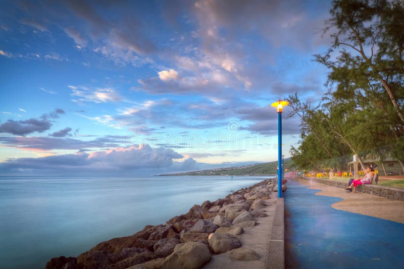 St Pauls Bay on Reunion Island Stock Photo - Image of distance ...