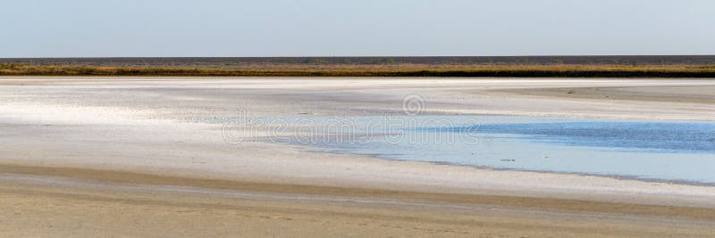 The Coastline of a Salt Lake with a White Border of Salt Stock Image ...