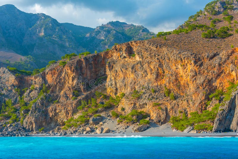 Coastline of Southern Crete in Greece Stock Image - Image of blue, wild ...