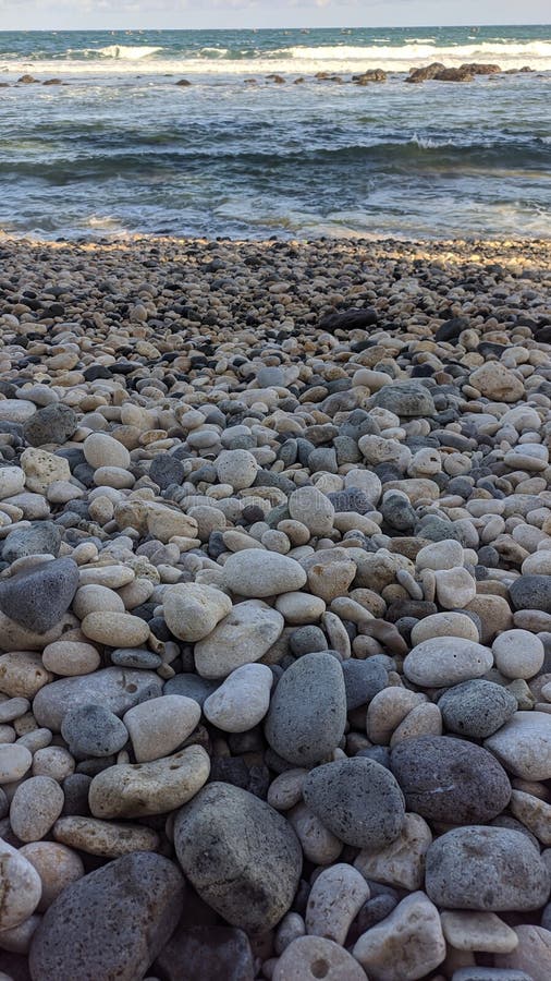 Coastline Tropical Beach with Many Rock Pebbles Stock Photo - Image of ...