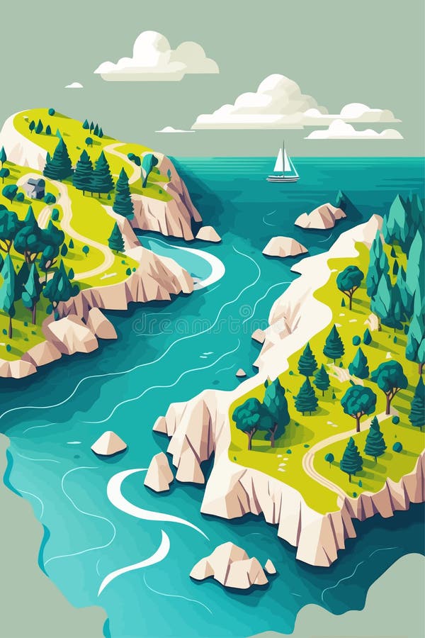 Coastline View from Above, Sea Coastline with Rocks Around Landscape ...