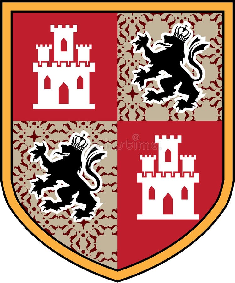 Coat of Arms Castle Lions Vector Shield Stock Vector - Illustration of ...
