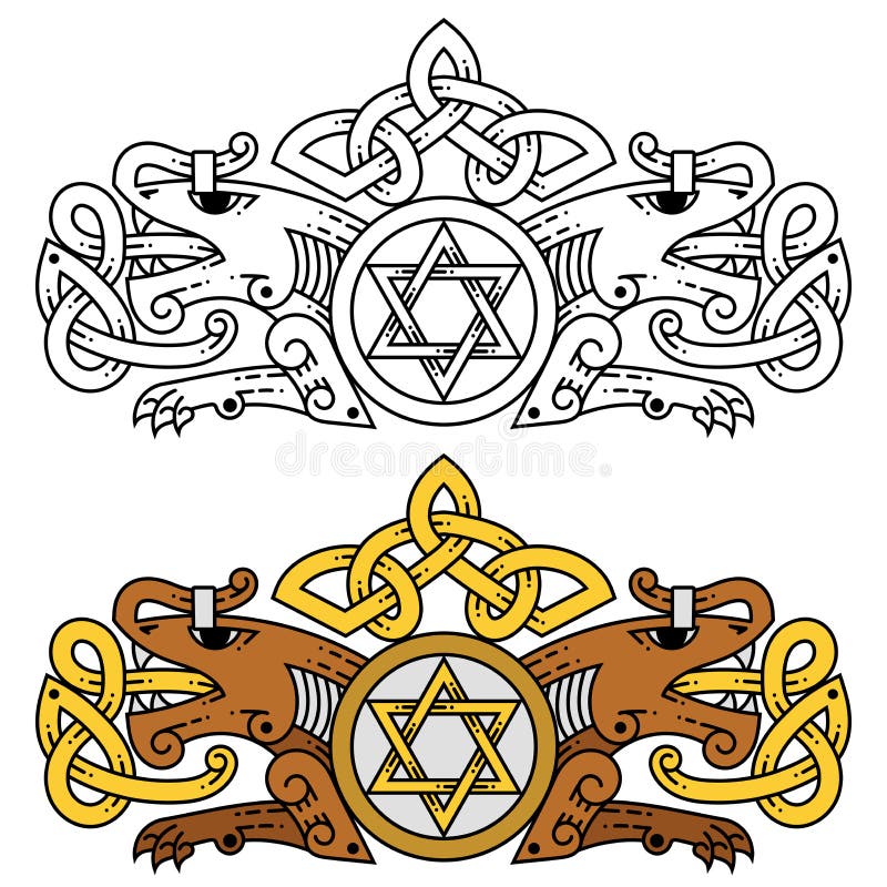 Coat of Arms in the Celtic Style with the Image of the Beast. Stock ...