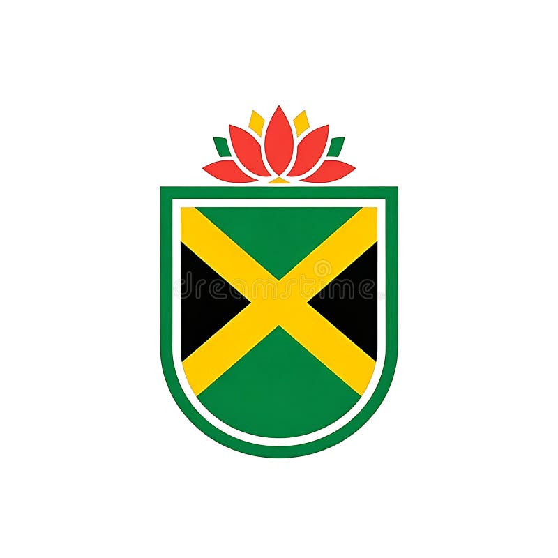 Coat of Arms with Crown and Jamaican Flag Motif Stock Illustration ...