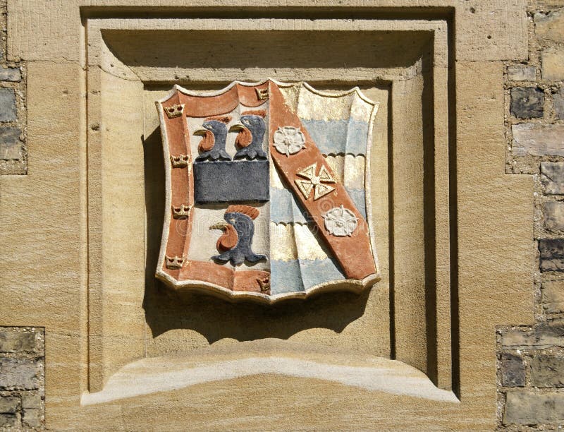 Coat of Arms of Jesus College Stock Photo - Image of crest, exterior ...