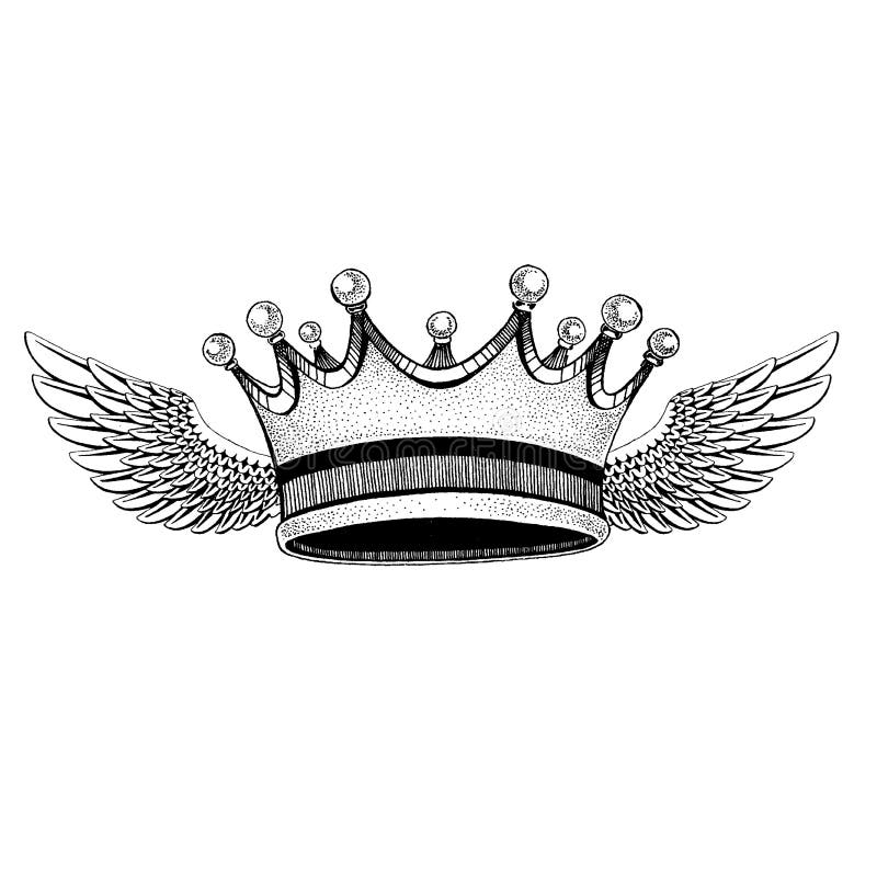 Crown and Wings. Vector Illustration. Stock Vector - Illustration of ...