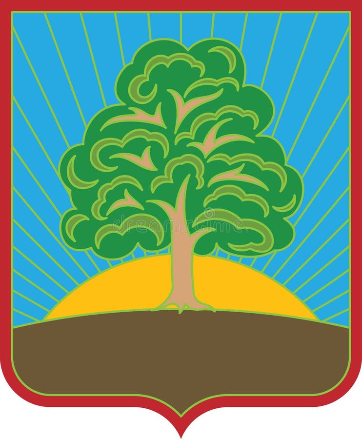 Coat of Arms - Shield with Tree, Sun and Sky Stock Vector ...