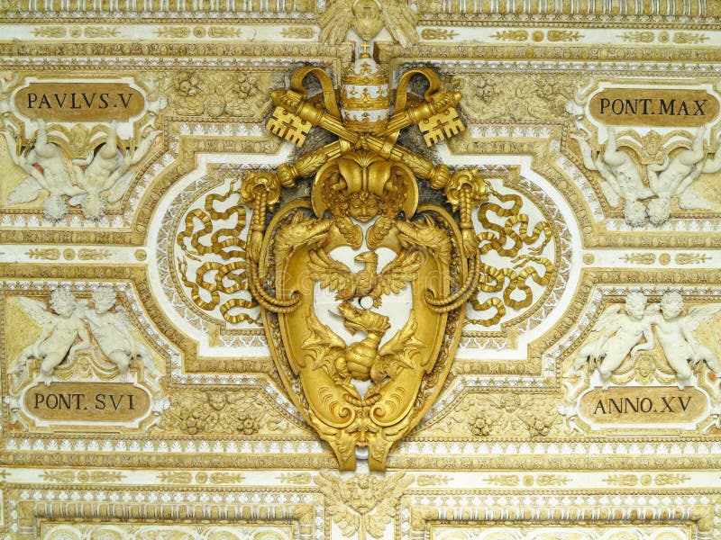 Papal Coat Of Arms Fresco In The Vatican. Editorial Stock Photo - Image ...