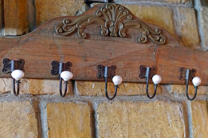 Coat hooks retro stock image. Image of home, wall, rack - 242814869