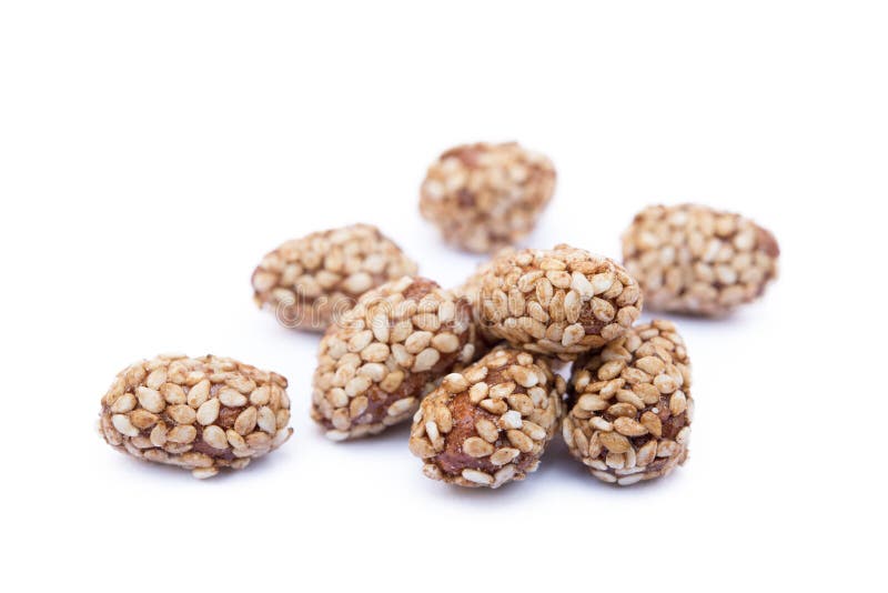 Coated peanuts with sesame stock image. Image of nourishment - 127918477