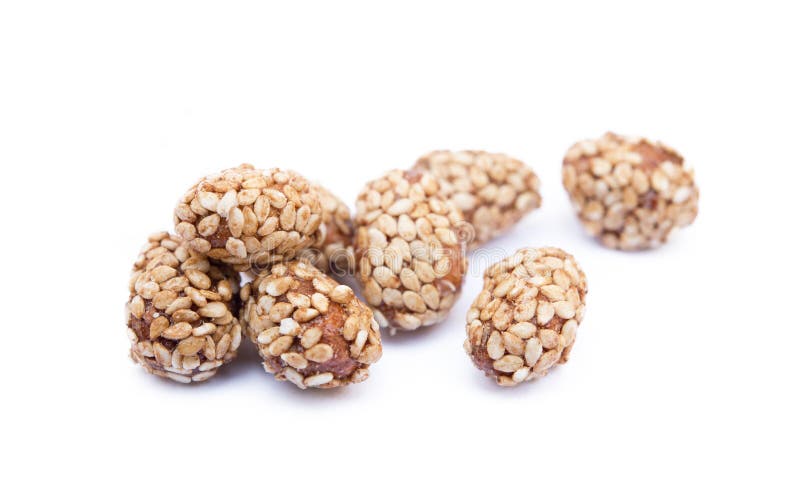 Coated peanuts with sesame stock photo. Image of nourishment - 128756900