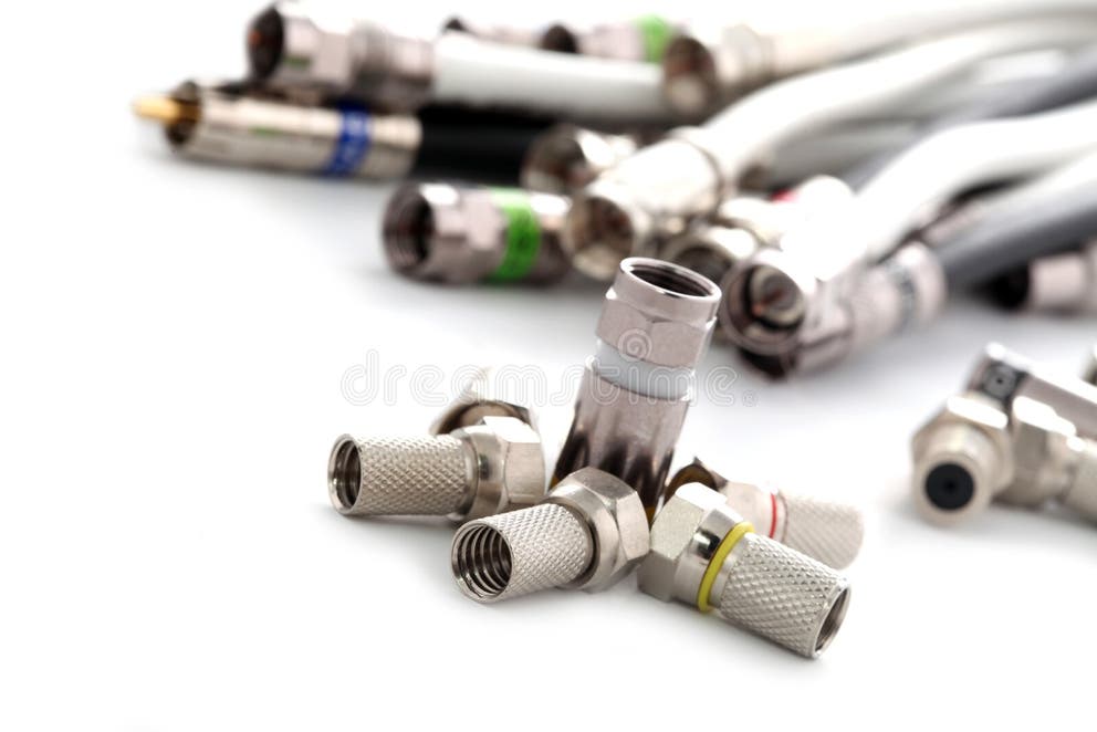 Coax cable and connectors stock image. Image of medium - 16594605