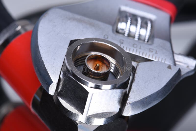Coax Connector with Tool Wrench, Coaxial Network Technology Stock Image ...