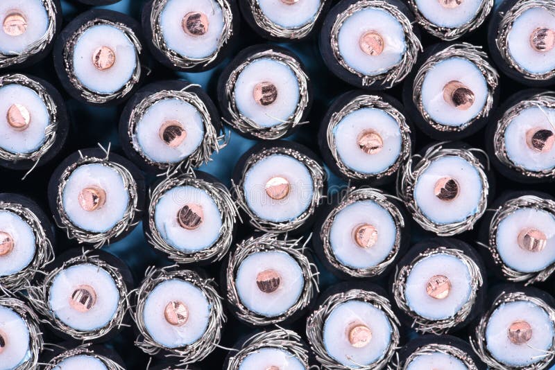 Coaxial Cable Close-up Cross Section Stock Image - Image of internet ...