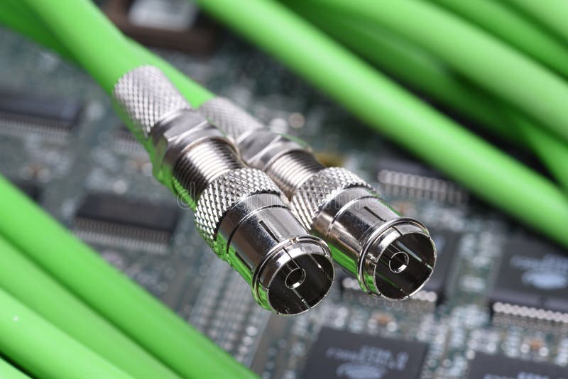 Coaxial Cables with Electronic Board Stock Image - Image of chip ...