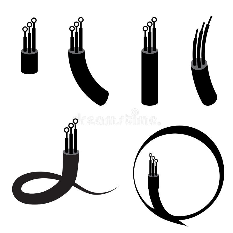 Coaxial Digital Cable Logo Set Isolated on White Background Stock ...