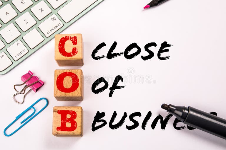 COB - Close of Business. Computer Keyboard on the Office Table Stock ...