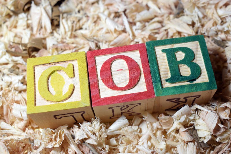 COB text on wooden block stock image. Image of close - 134508323