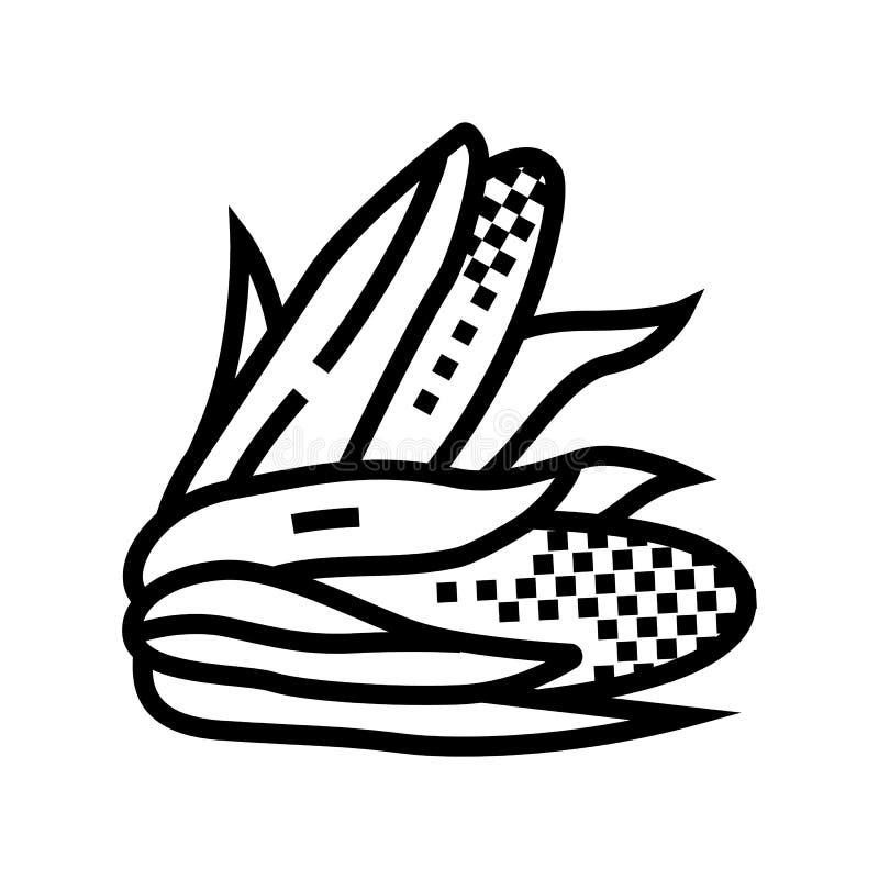 Cob Corn Leaf Line Icon Vector Illustration Stock Vector - Illustration ...