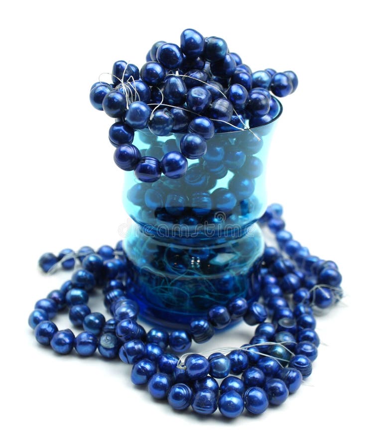 Cobalt Blue Freshwater Pearls in Drinking Glass Stock Image - Image of ...