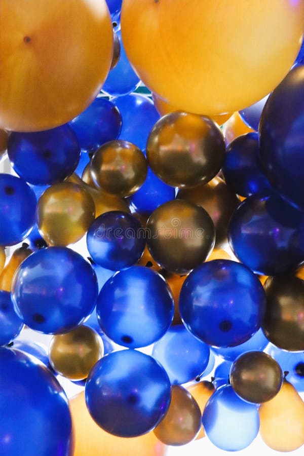 Cobalt Blue and Gold Balloons, Vertical Stock Photo - Image of food ...