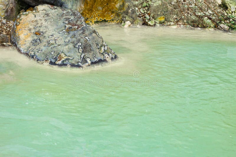 Cobalt Blue Hot Spring with Hot Spring Rock Stock Image - Image of ...