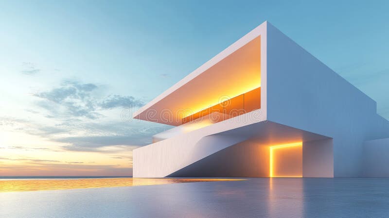 Cobalt Blue and Sunset Glow Modern Art Deco Rooftop Stock Image - Image ...