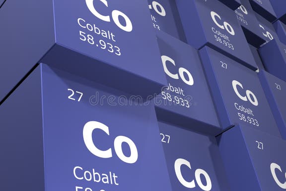 Cobalt, 3D Rendering Background of Cubes of Symbols of the Elements of ...