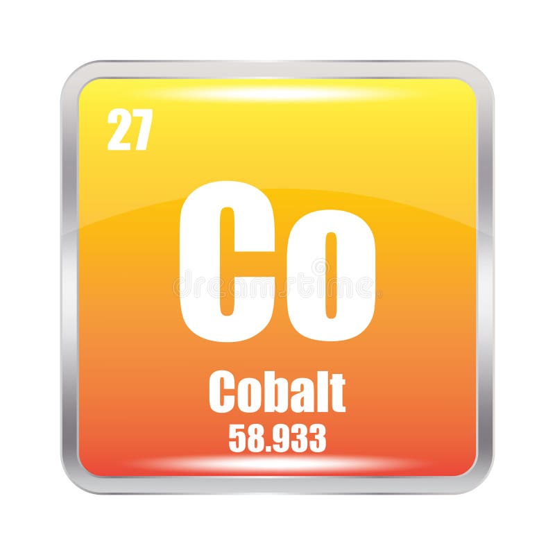 Cobalt Element Icon. Co Symbol Focus. Atomic Number 27. Mass 58.933 ...
