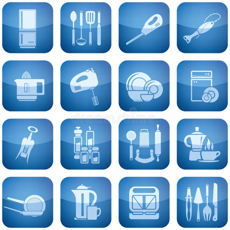 Cobalt Square 2D Icons Set stock illustration. Illustration of cooler ...