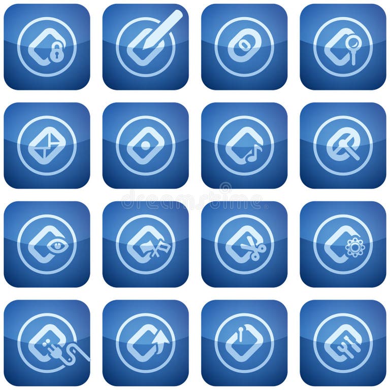 Cobalt Square 2D Icons Set: Computer File Types Stock Vector ...