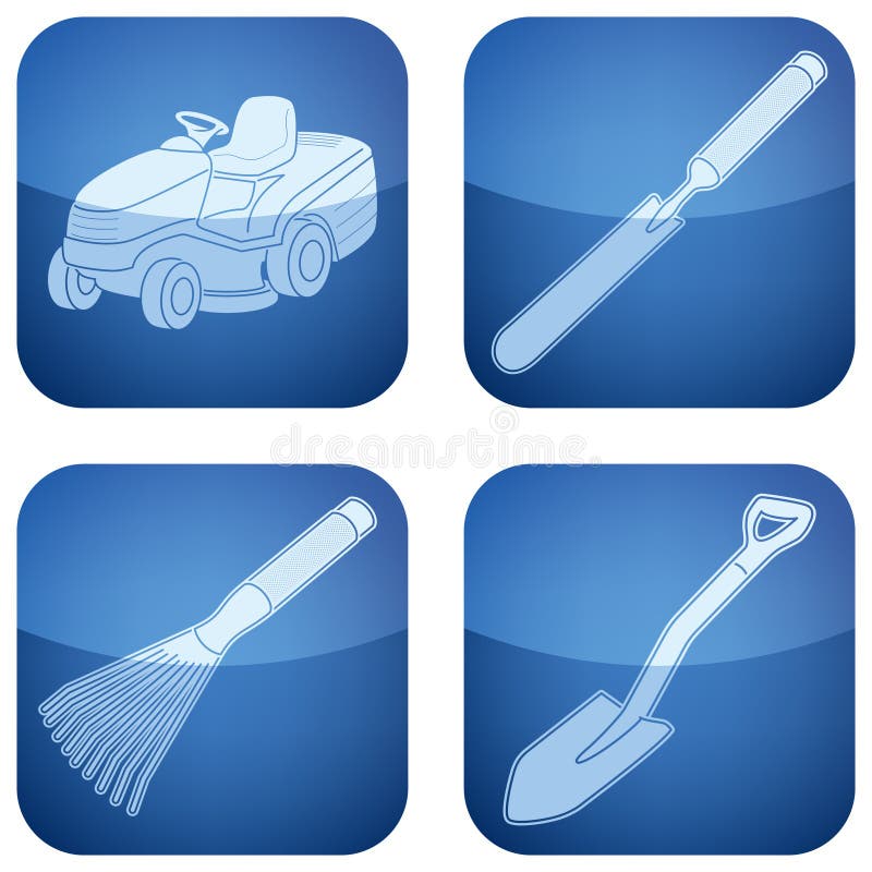 Cobalt Square 2D Icons Set: Garden Tools Stock Vector - Illustration of ...