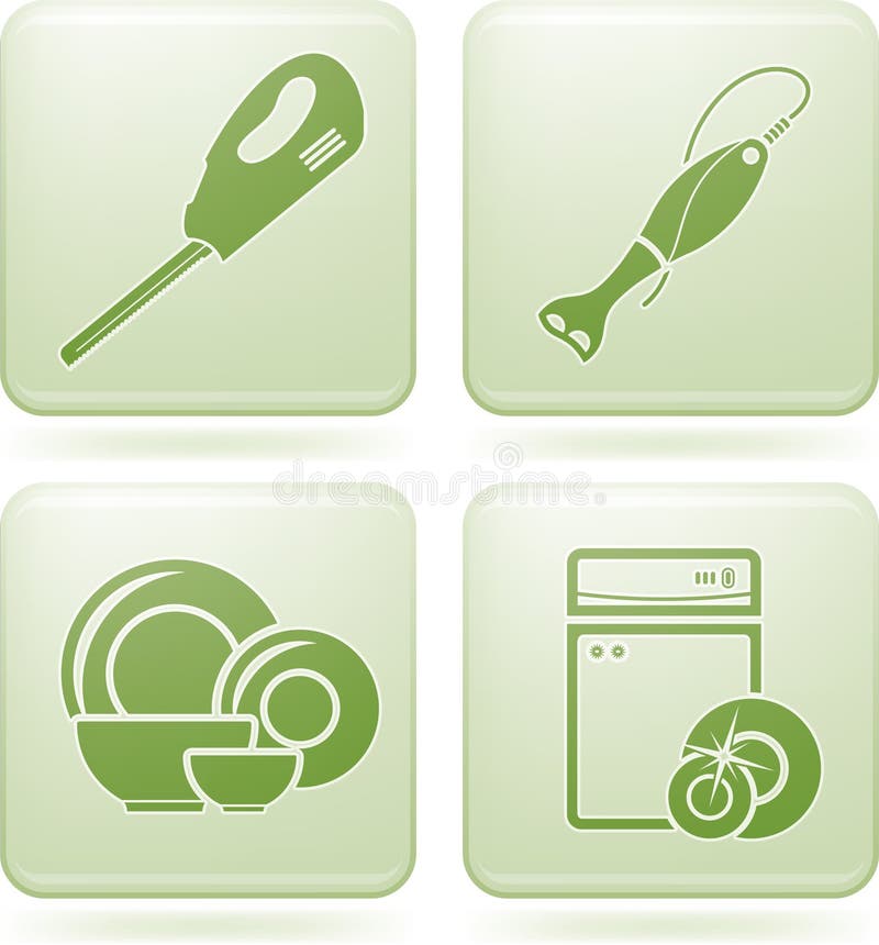 Cobalt Square 2D Icons Set: Kitchen Utensils Stock Vector ...