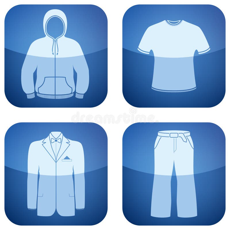 Cobalt Square 2D Icons Set: Man S Clothing Stock Illustration ...