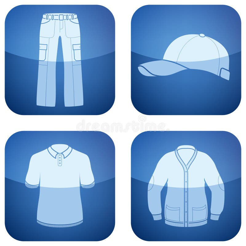 Cobalt Square 2D Icons Set: Man S Clothing Stock Illustration ...