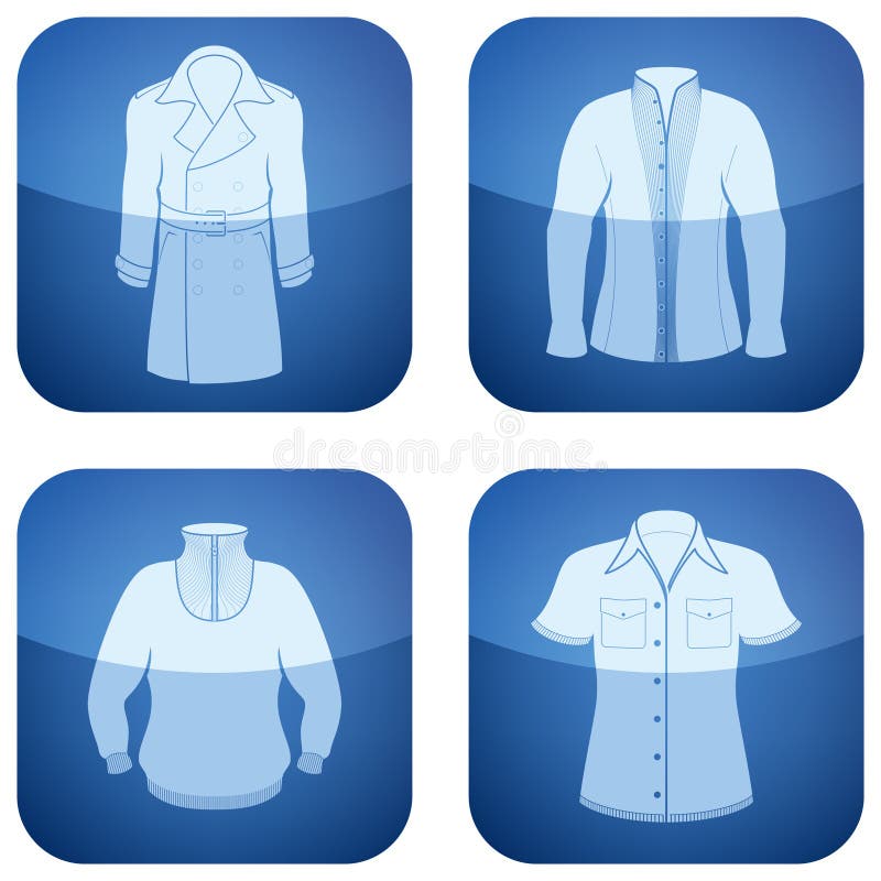 Cobalt Square 2D Icons Set: Man S Clothing Stock Vector - Illustration ...