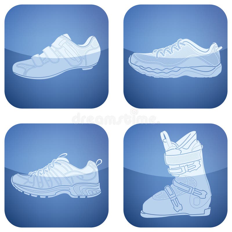 Cobalt Square 2D Icons Set: Sport Shoes Stock Vector - Illustration of ...