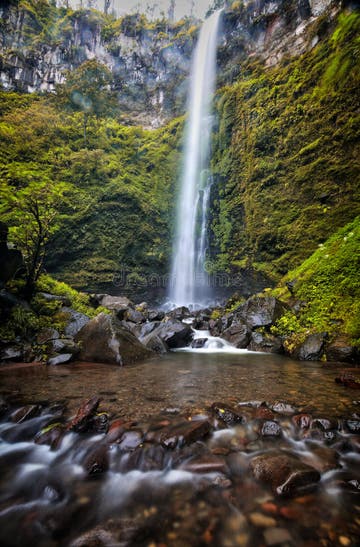 Coban Rondo Waterfall EastJava Stock Image - Image of stones, east ...