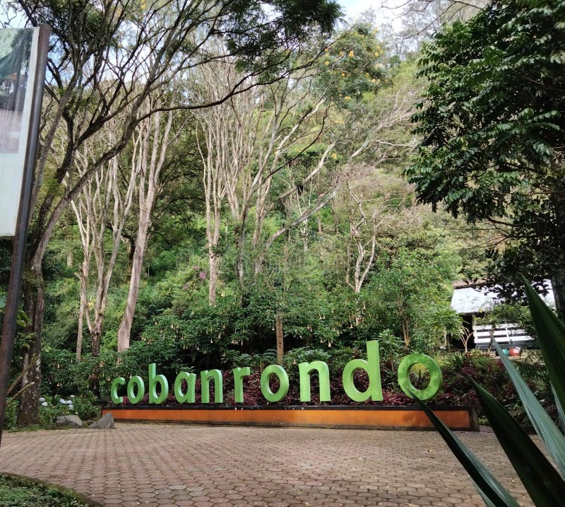 Coban Rondo Waterfall Gate stock image. Image of waterfall - 240327827
